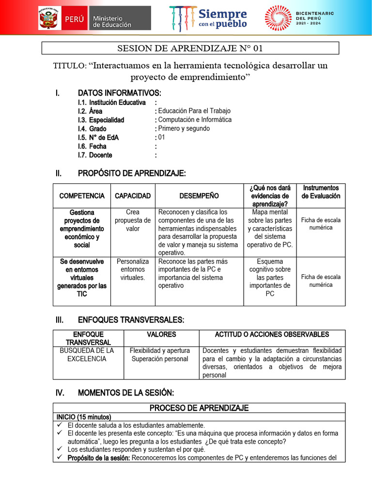 SESION 01 | PDF | Aprendizaje | Maestros