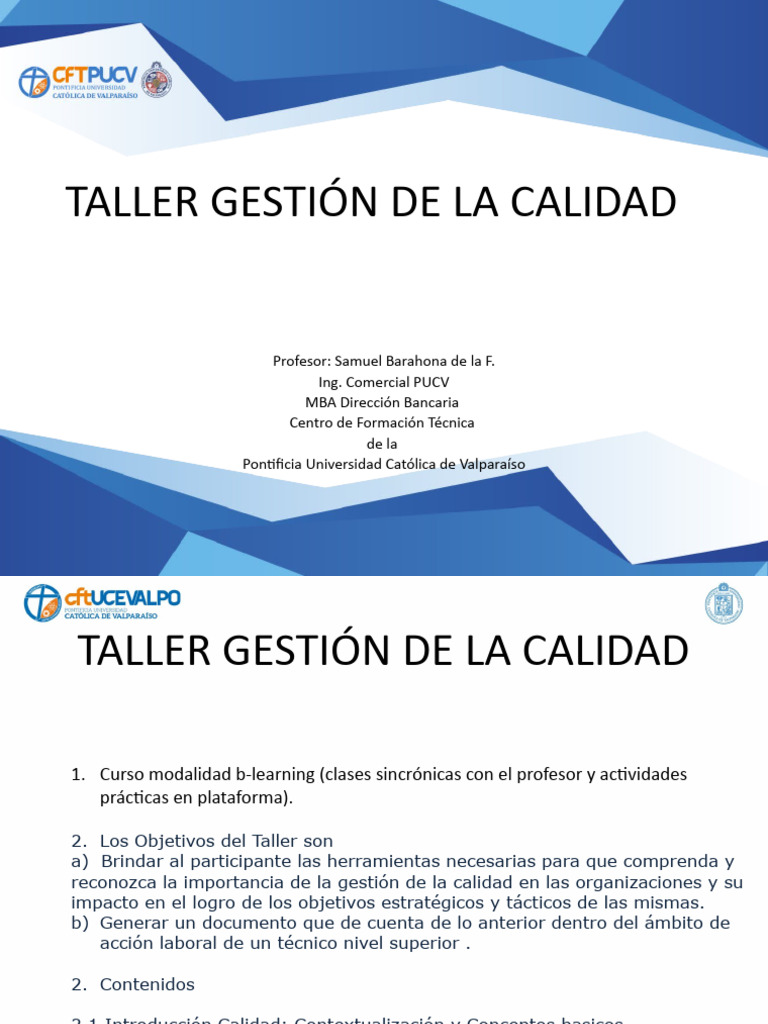 Clases 1 2 3 4 Taller Gestión De La Calidad 2 1 1 Pdf Calidad
