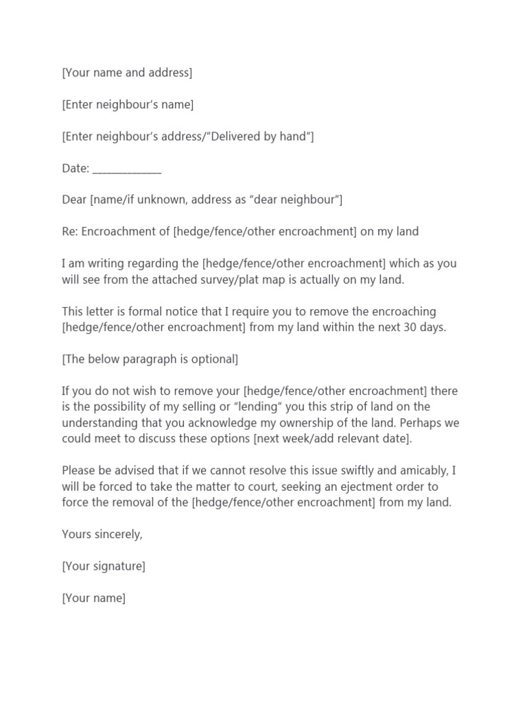 Demand Letter Encroachment | PDF
