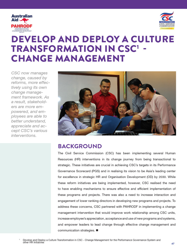 CSC 05 Develop and Deploy A Culture Transformation in CSC1 - Change ... CSC 05 Develop and Deploy A Culture Transformation in CSC1 - Change ...