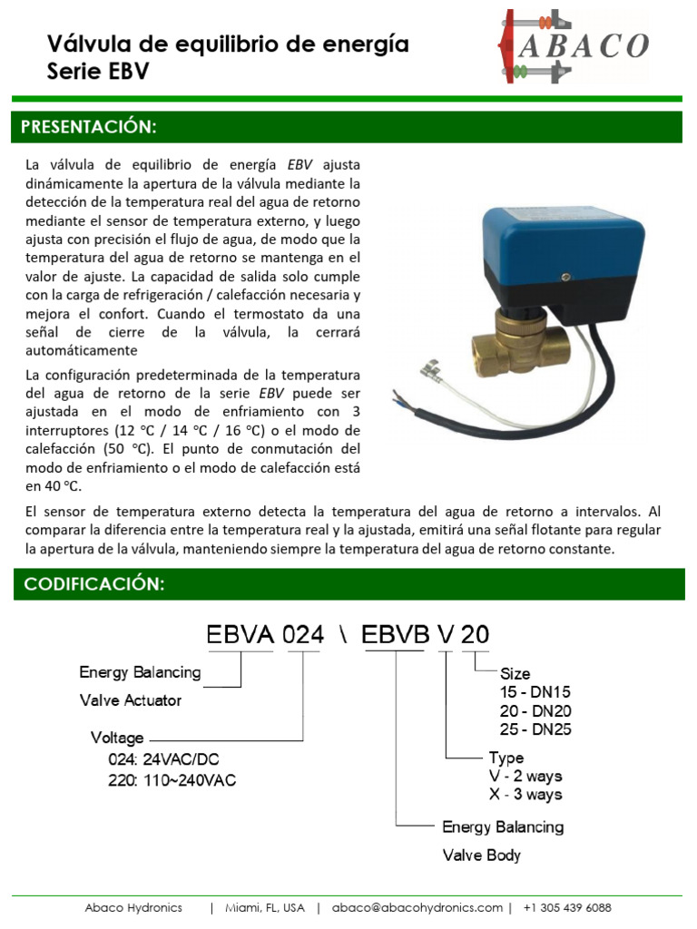 Válvula de Equilibrio EBV: Guía Técnica | PDF | Termostato | Solenoide