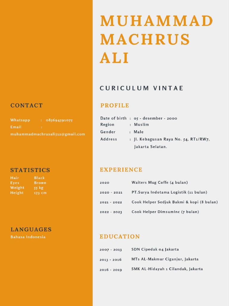 CV Muhammad Machrus Ali | PDF