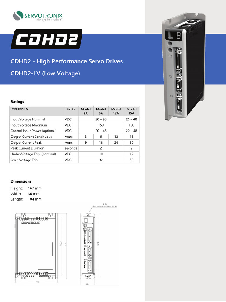 CDHD2 LV Datasheet Rev.2.1 | PDF | Electric Motor | Feedback