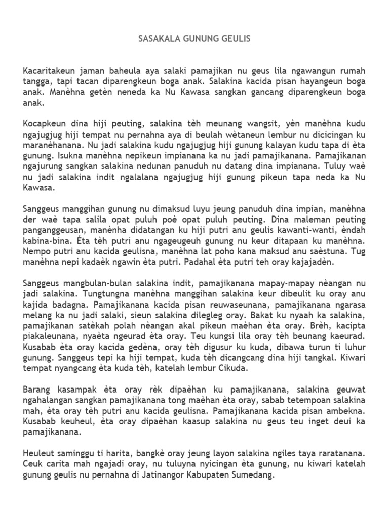 Sasakala Gunung Geulis | PDF