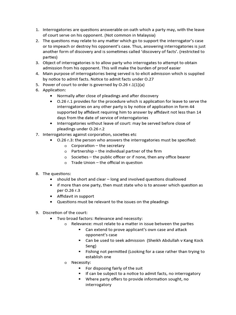 Chapter 30 Interrogatatories | PDF | Interrogatories | Discovery (Law)