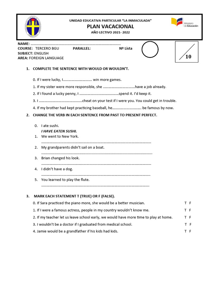 English Language Vacation Plan Activities | PDF | Wind Power | Linguistics