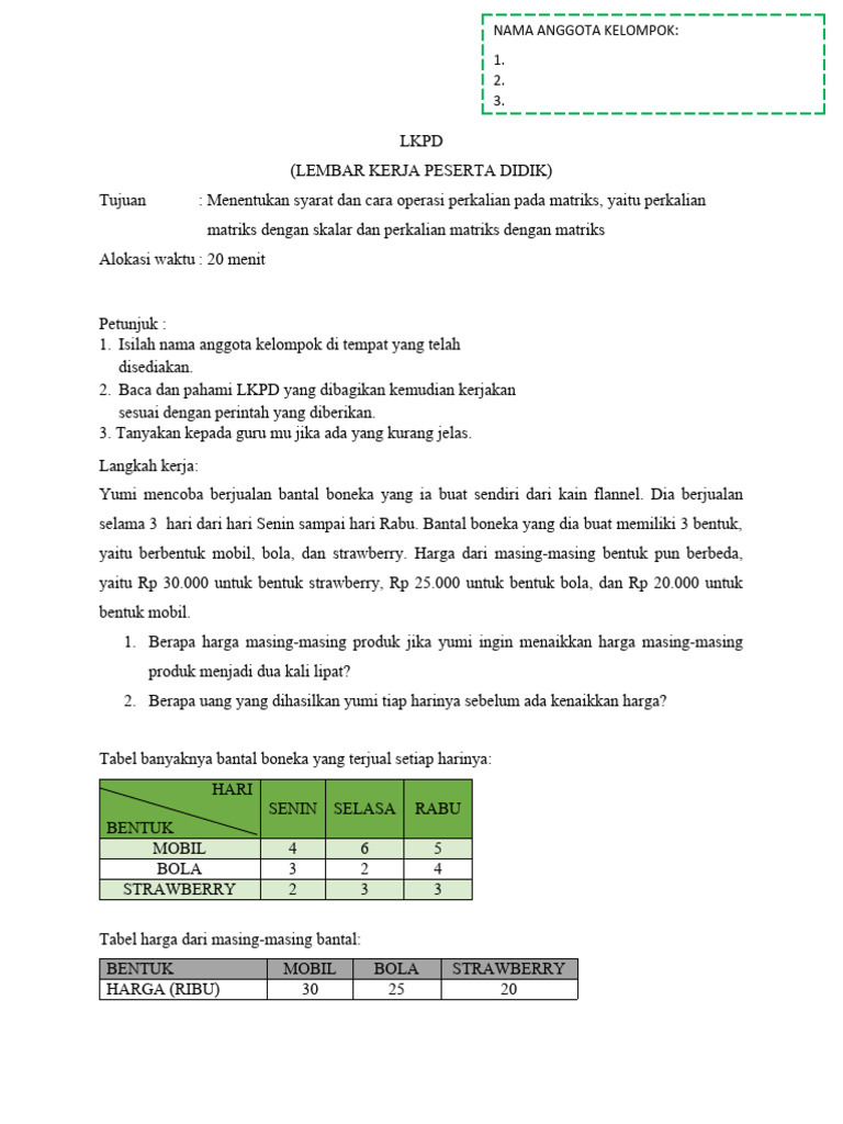 Perkalian Matriks dan Skalar | PDF