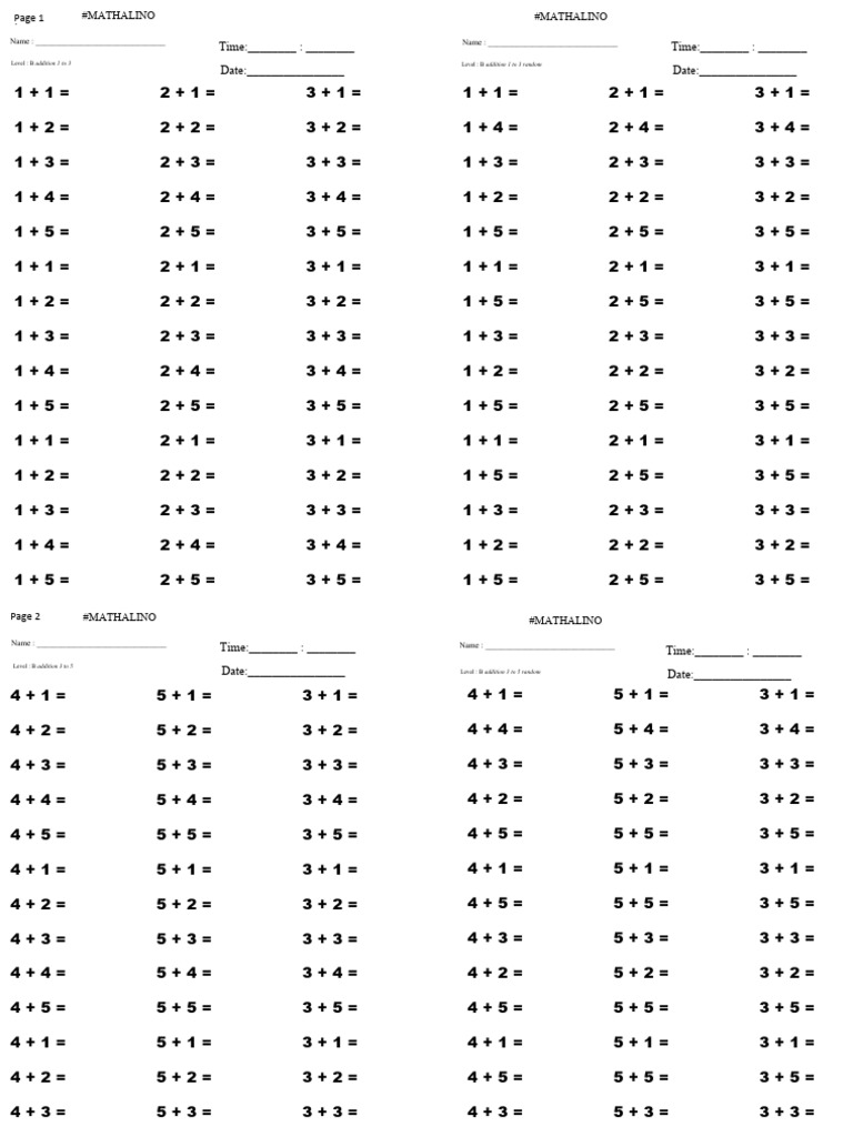 Level B-Addition (Number Sequence) | PDF