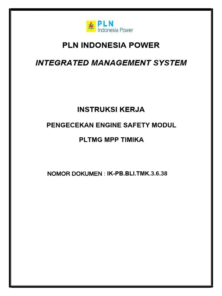 IK - bli.05.07.18.TMK - Pengecekan Engine Safety Modul (ESM) | PDF | Teknologi & Rekayasa