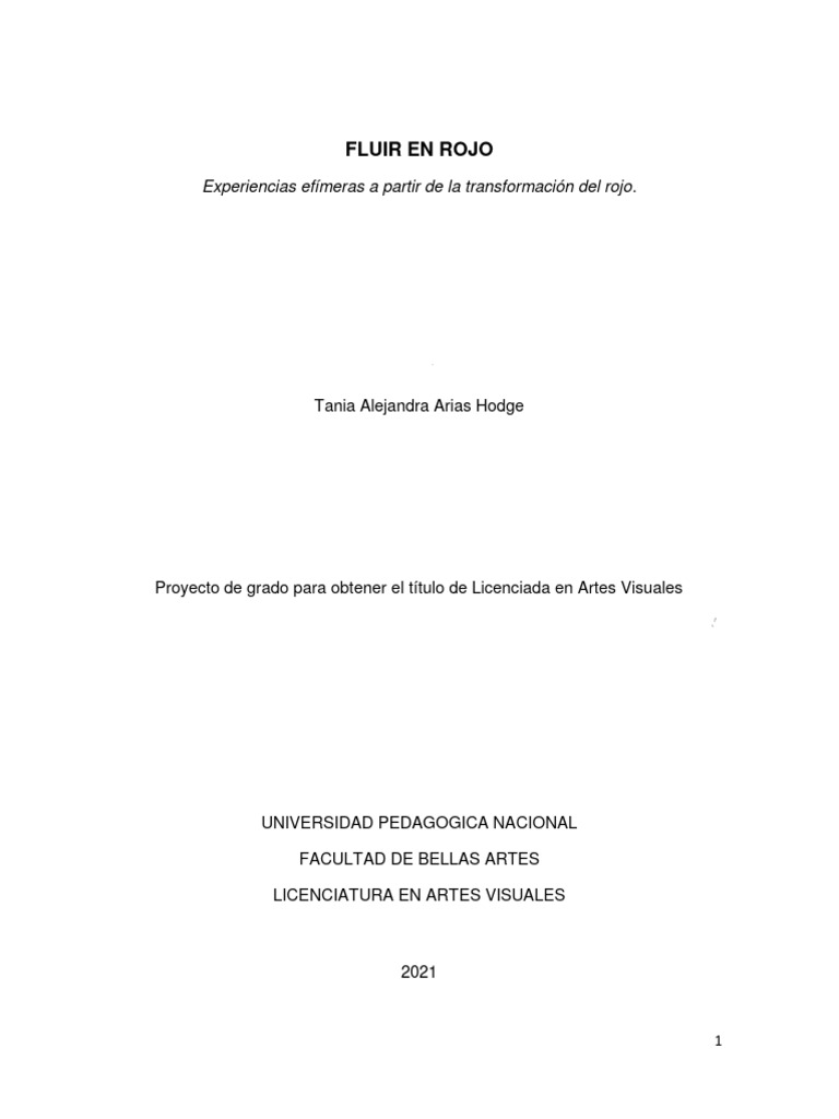 Proyecto Tania Arias Fluir en Rojo | PDF | Experiencia | Arte de ...