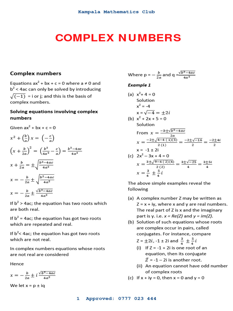 Complex Numbers | PDF | Complex Number | Cartesian Coordinate System