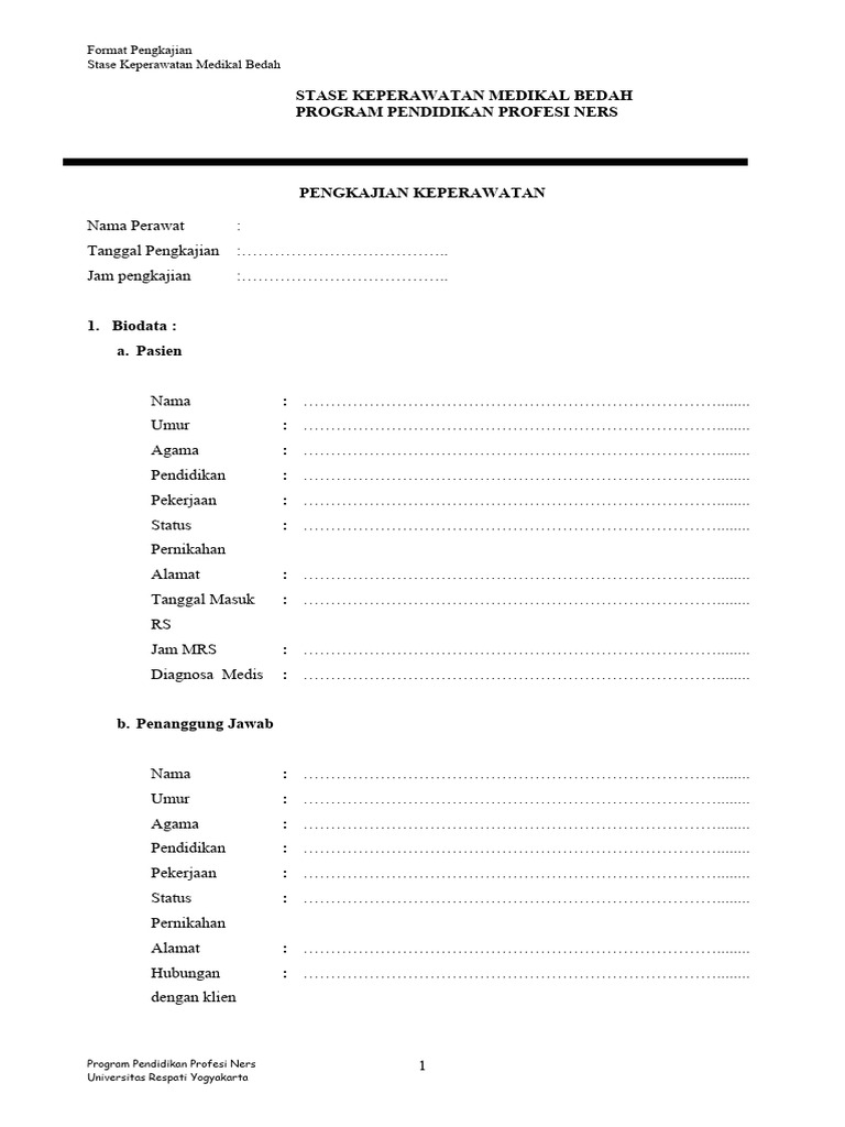 Format Pengkajian KMB | PDF