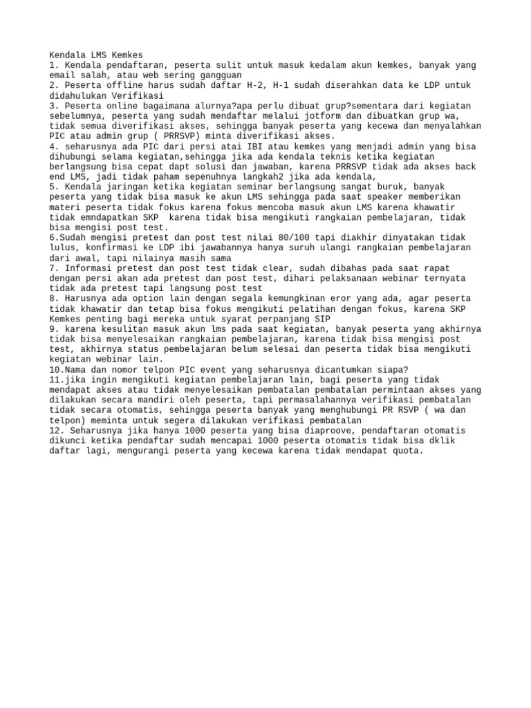 Kendala LMS Kemkes | PDF