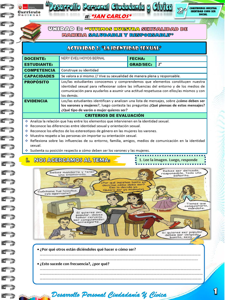 2° DPCC - Actv.02-Unid.3 2023 Monitoreo | PDF | Orientación sexual | Homosexualidad