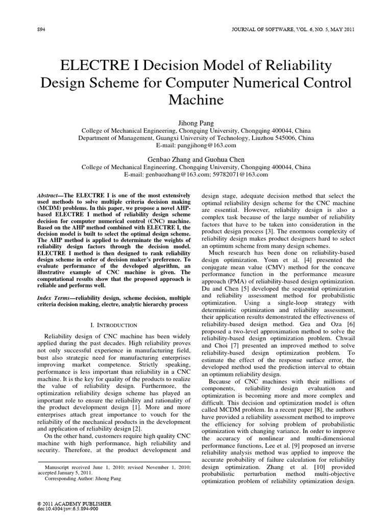 Electre - 1 Desicion Model of Reliability | PDF | Reliability Engineering | Mathematical ...