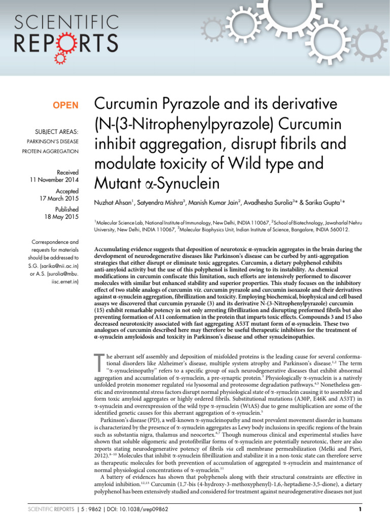 Curcumin Pyrazole and Its Derivative N-3-Nitrophen | PDF | Amyloid | Biology