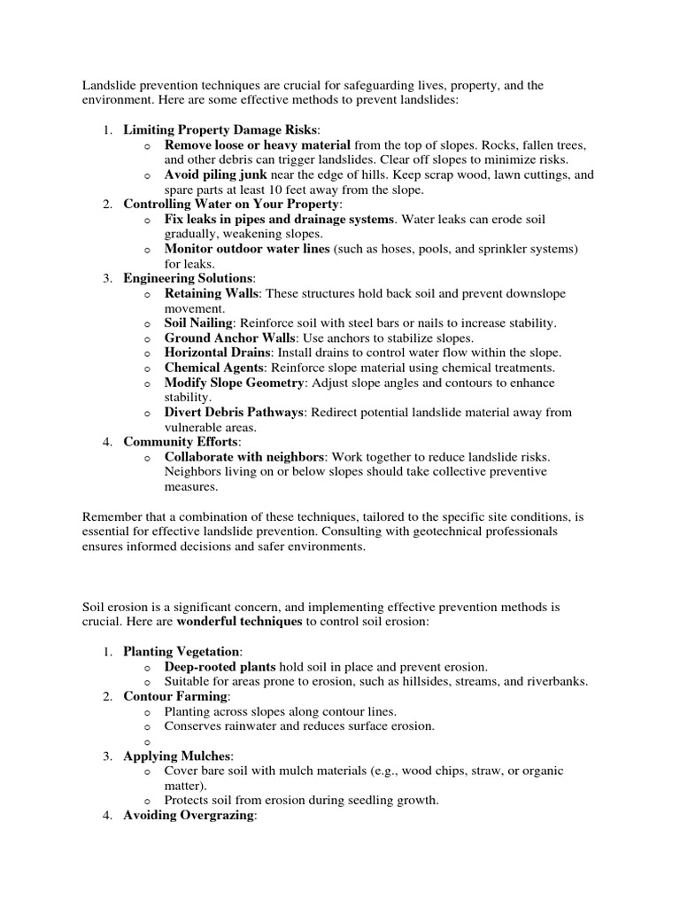 Landslide & Soil Erosion Prevention Tips | PDF | Landslide | Soil