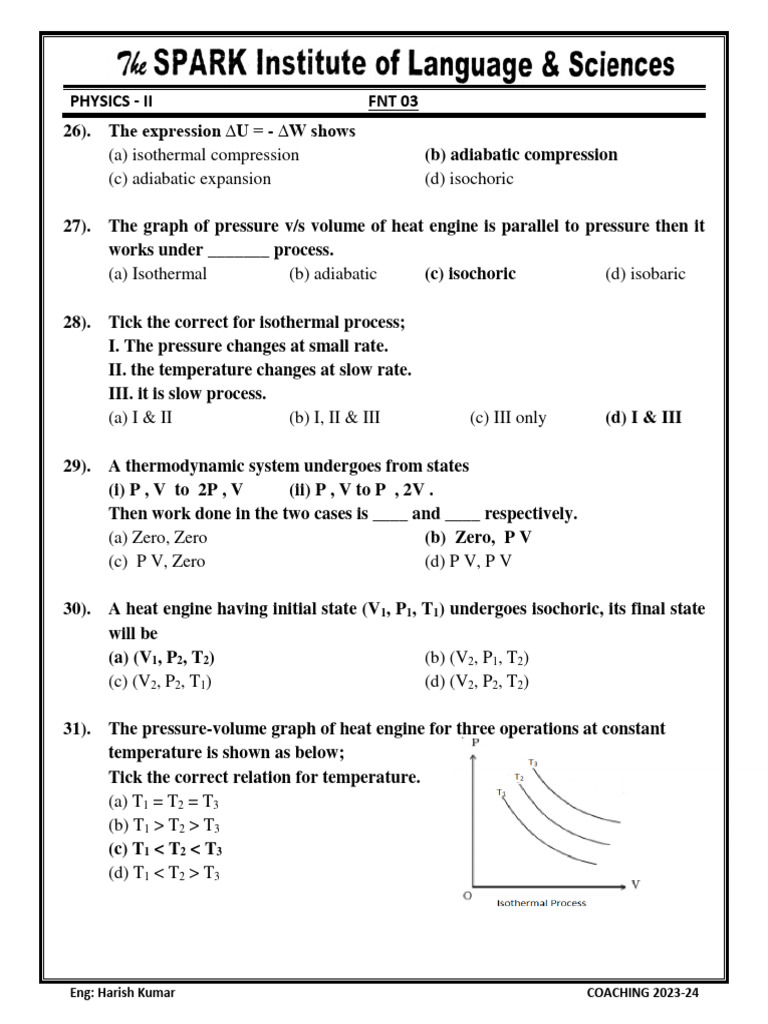 FNT 03 PHY XII Harish Key | PDF | Scientific Phenomena | Physical Phenomena