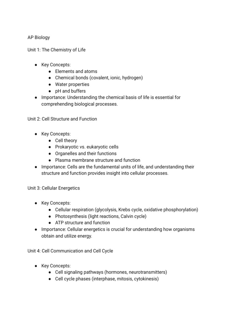 AP Biology Summary | PDF | Biology | Cell (Biology)