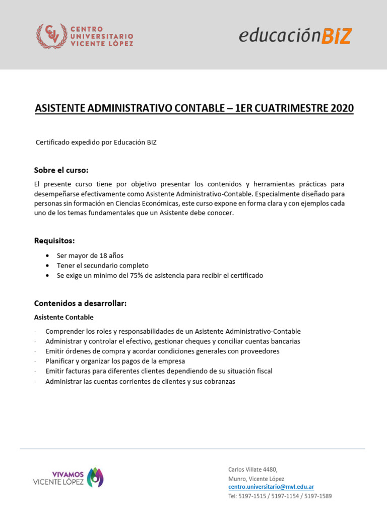 Curso Asistente Contable Básico | PDF | Contabilidad | Servicios financieros