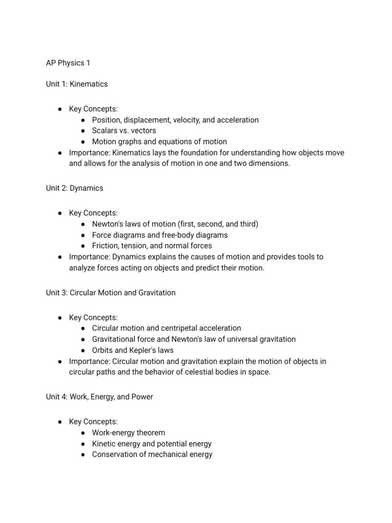 AP Physics 1: Key Concepts Overview | PDF | Force | Newton's Laws Of Motion