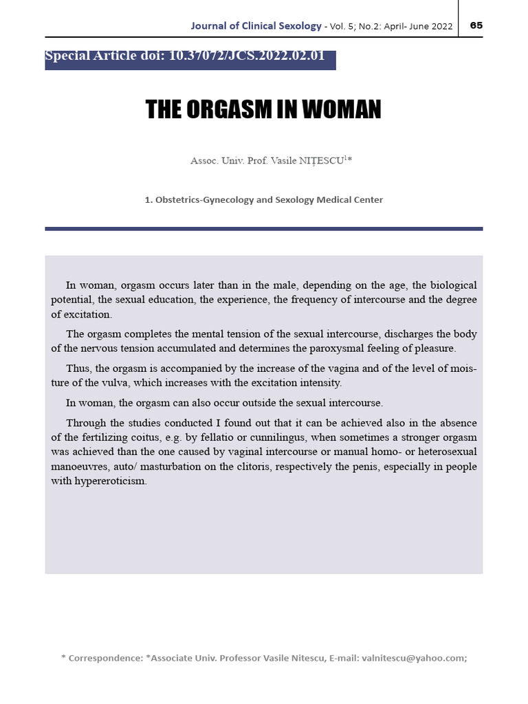 The Orgasm in Woman | Download Free PDF | Orgasm | Sexual Intercourse