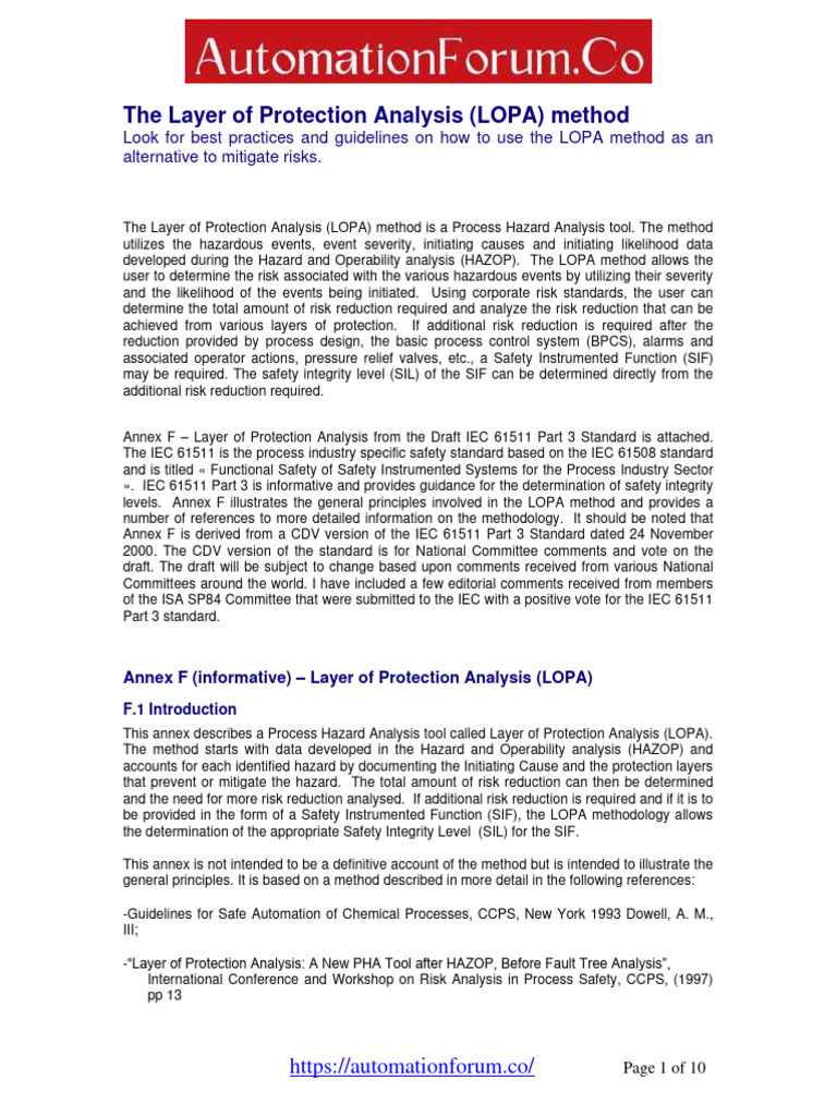 LOPA | PDF | Safety | Systems Engineering