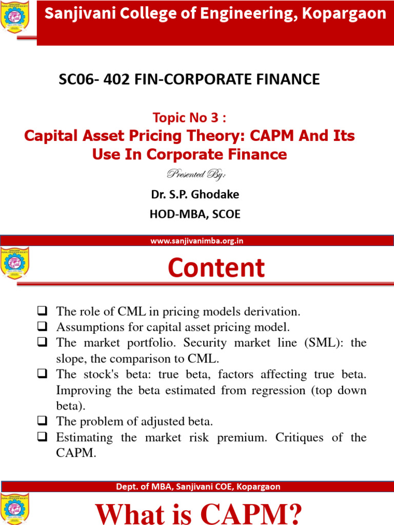 Unit No 3 Capital Asset Pricing Model | Download Free PDF | Capital Asset Pricing Model | Beta ...