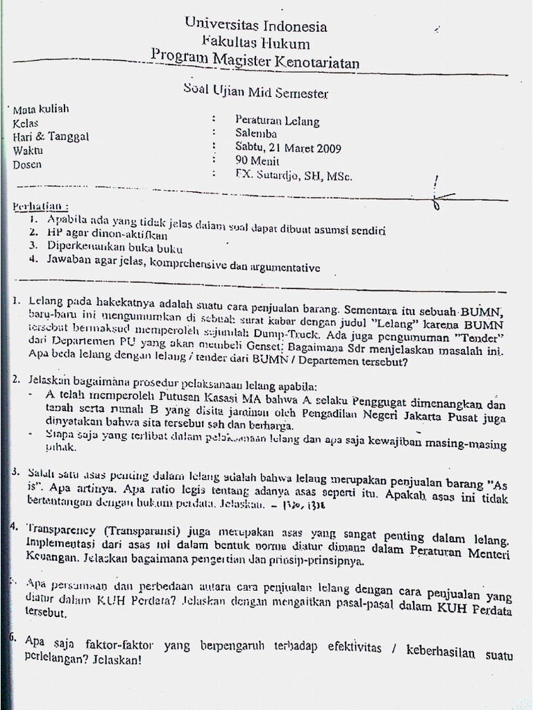 Contoh2 Soal MID SEM 1 | PDF