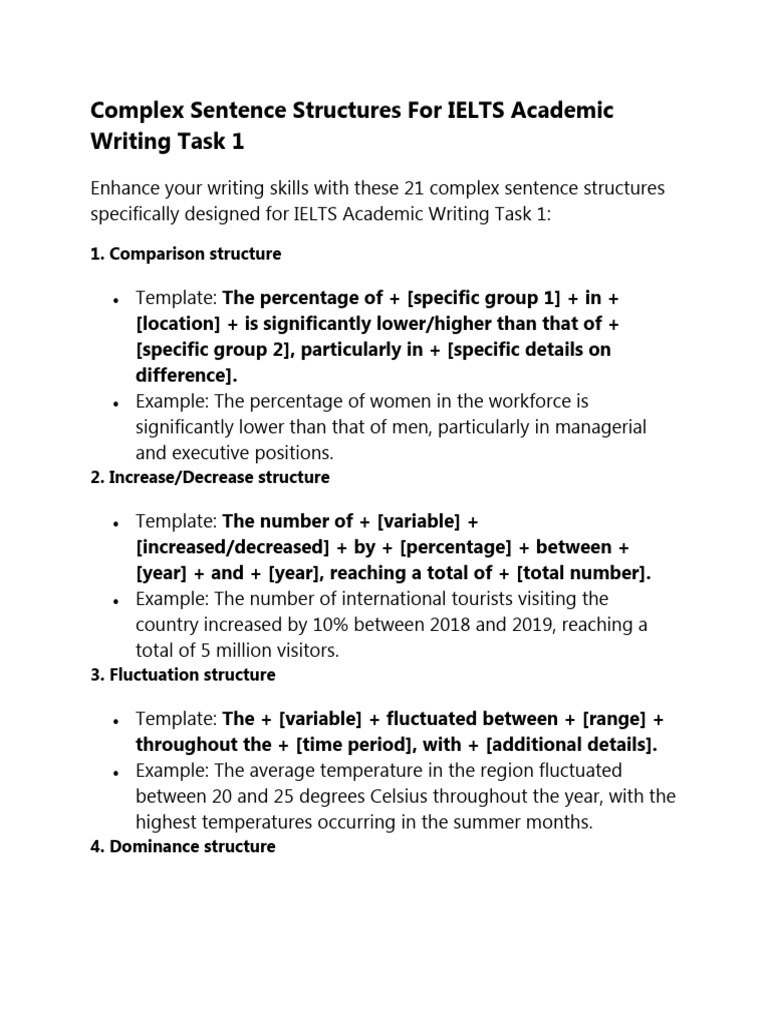 Complex Structures for IELTS Task 1 | PDF | Amazon Rainforest | Air ...