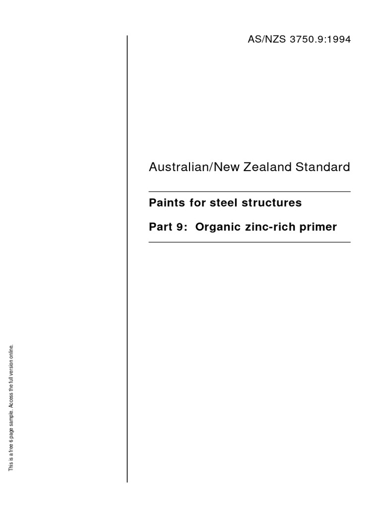 Australian/New Zealand Standard: Paints For Steel Structures Part 9 ...