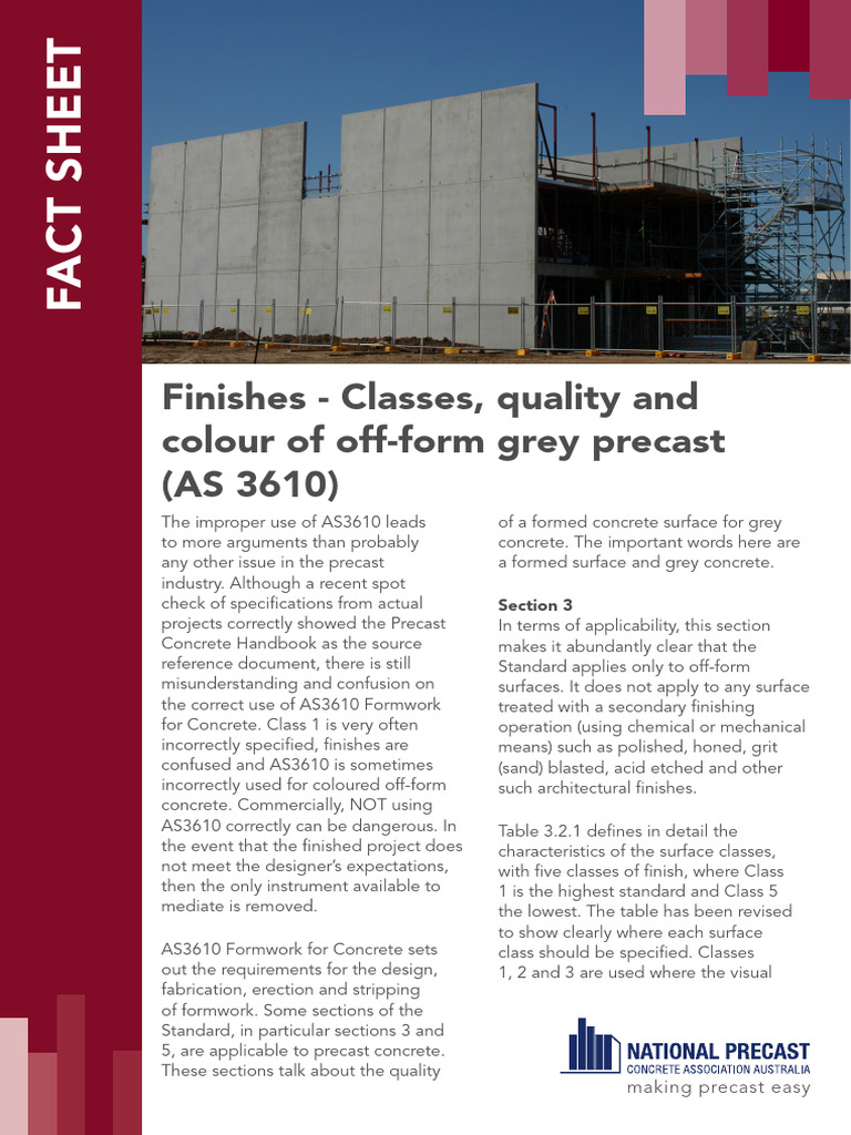 Classes Quality and Colour Off Form Precast | PDF | Concrete ...