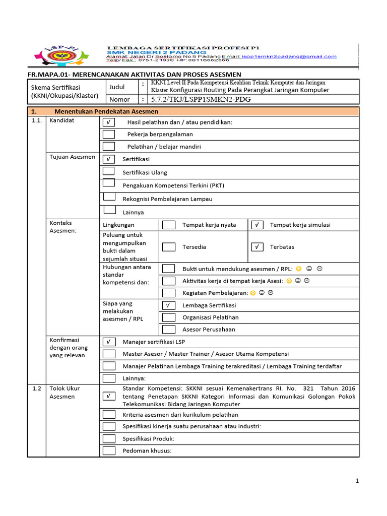 FR - MAPA.01 - Merencanakan Aktivitas Dan Proses Asesmen V | PDF