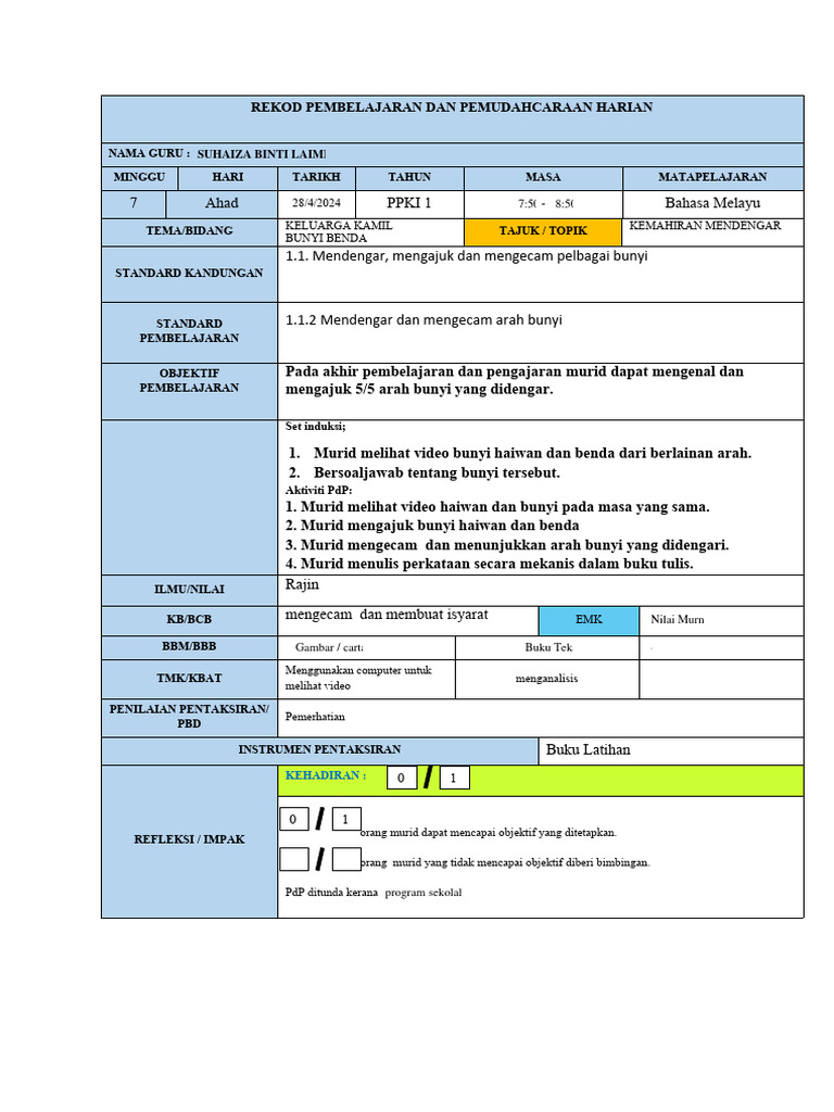 RPH Ahad Minggu 7 | PDF