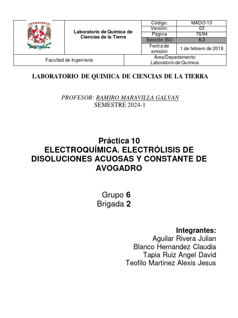 Practica 10 Brigada 2 | PDF | Química Física | Ciencias fisicas