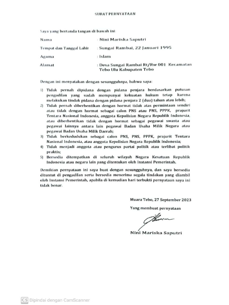 SURAT PERNYATAAN 2023 | PDF