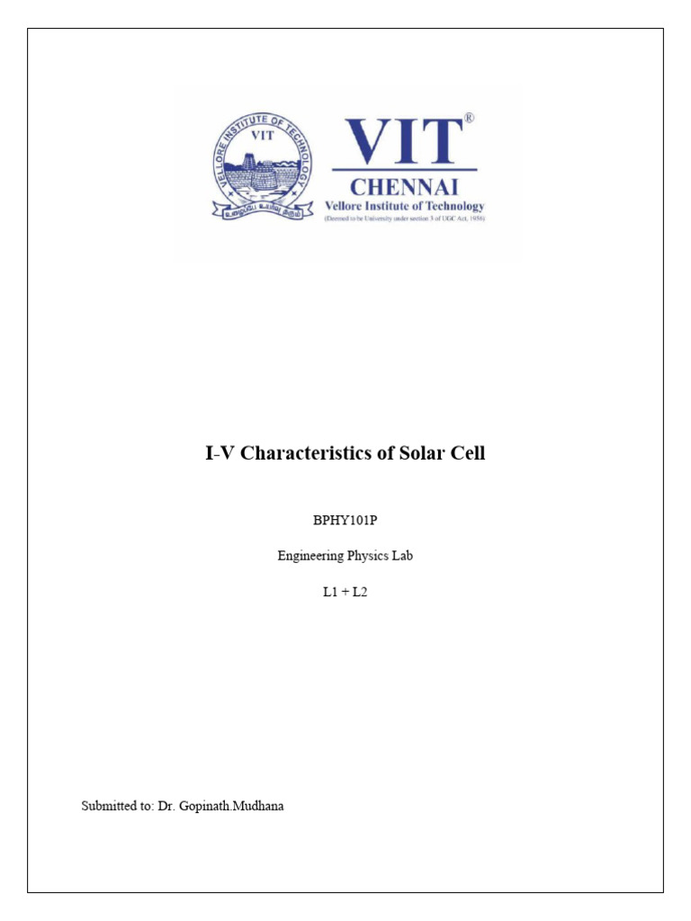 Phy Solar Cell Report - Fair | PDF | Photovoltaics | Solar Cell