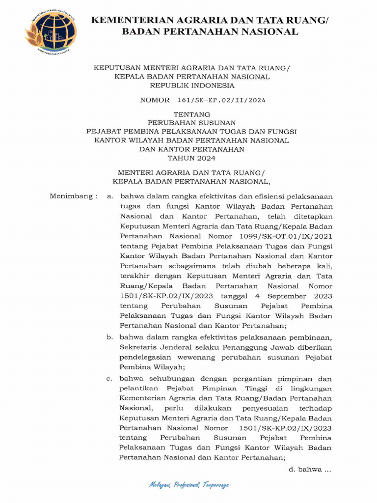 SK 161 - Perubahan Susunan Pejabat Pembina - 2024 | PDF | Griya & Taman | Sains & Matematika