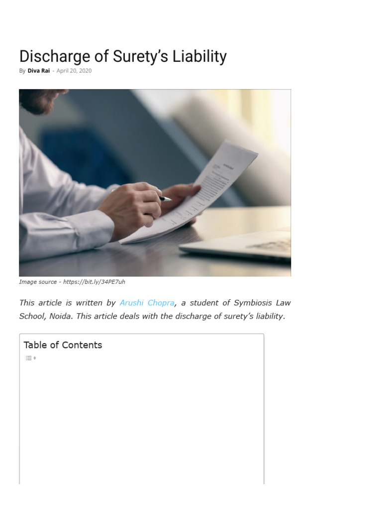 Discharge of Surety's Liability Explained | PDF | Guarantee | Surety