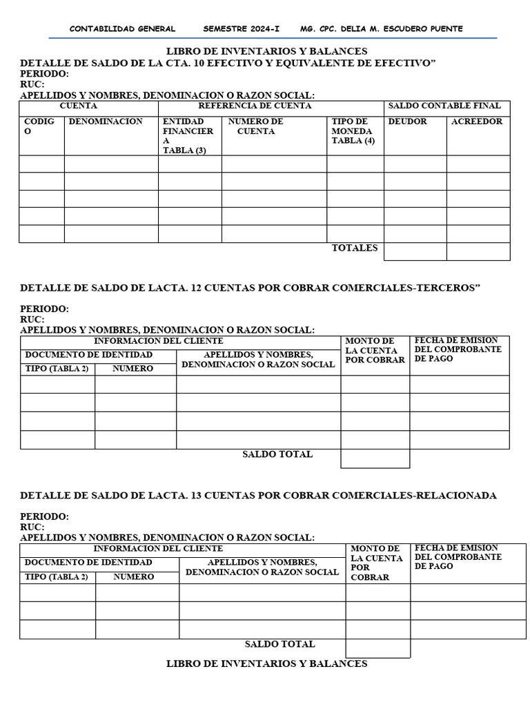 Formato de Libro de Inventarios y Balances | Descargar gratis PDF ...