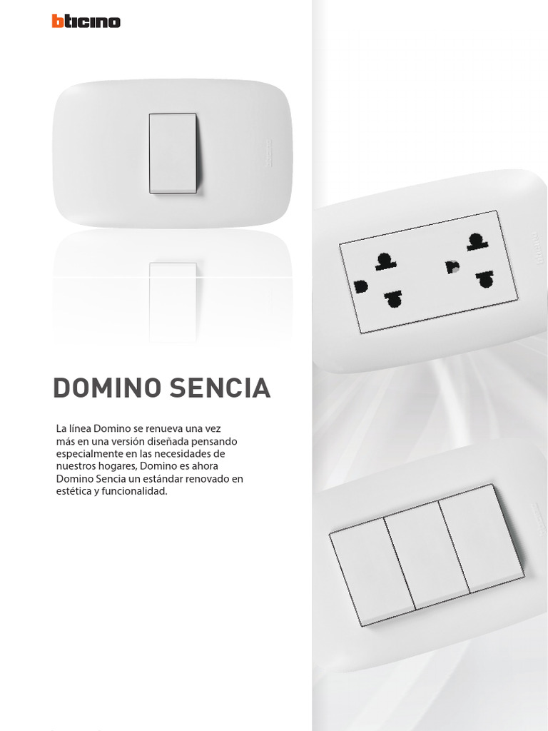 Ficha Tecnica de Tomas e Interruptores (Bticino-Domino-Sencia ...