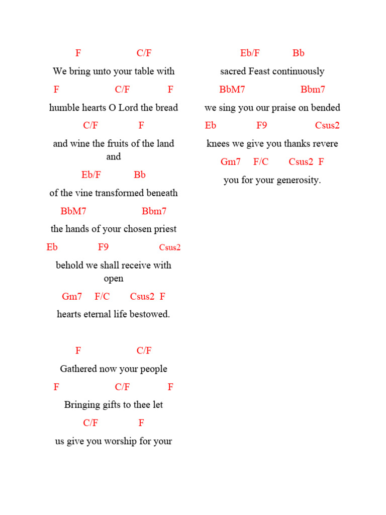 We Bring Unto Your Table | PDF