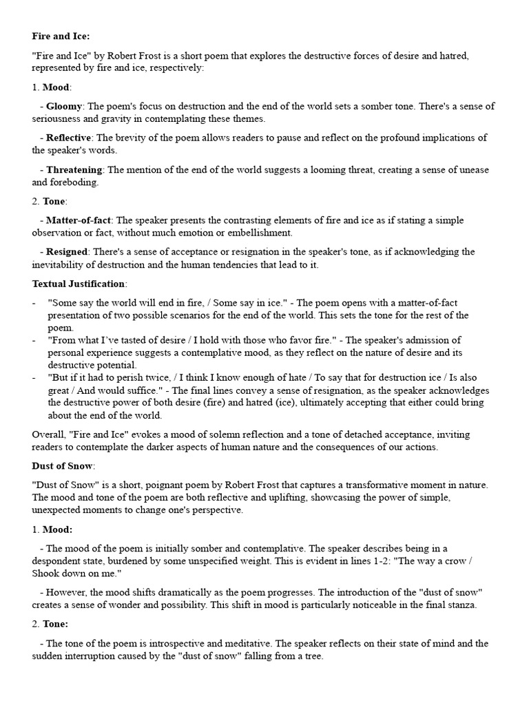 Class X Poetry Tone and Mood Notes | Download Free PDF | Poetry ...