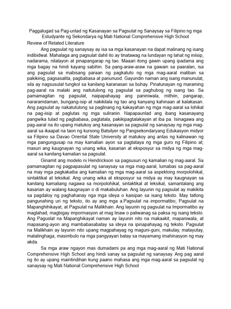 FS 101-Action Research RRL | PDF