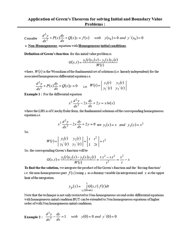 Green's Theorem Application | PDF | Green's Function | Ordinary ...