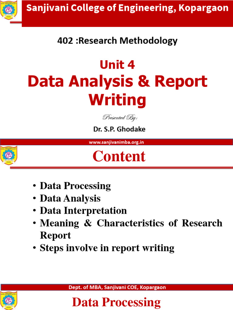 Unit No 4 Data Analysis & Report Writing | PDF | Statistics | Data Analysis