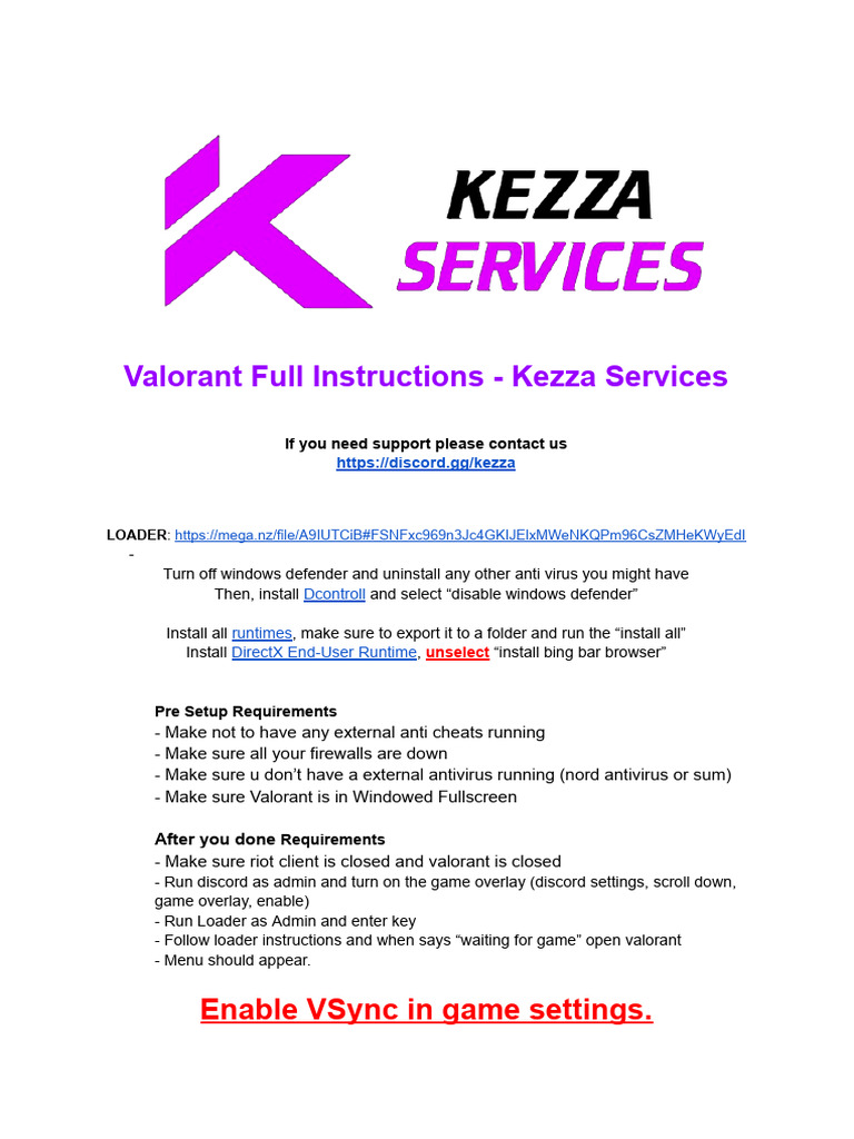 Valorant Full Instructions - Kezza Services | PDF