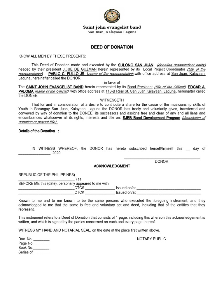 SJEB Deed of Donation Acceptance | PDF | Natural Resources Law ...
