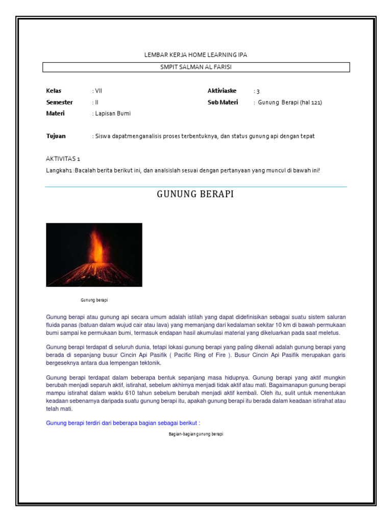Tugas IPA: Gunung Berapi | PDF | Sains & Matematika