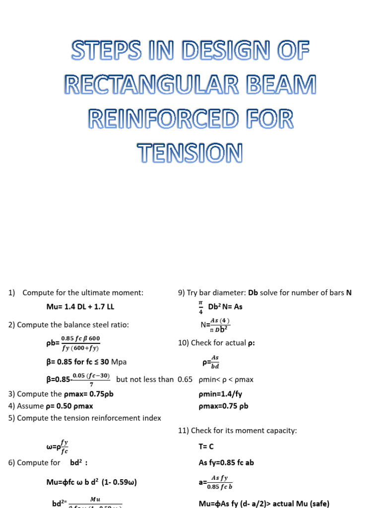 Steps in Design of Rectangular Beam Reinforced For | PDF | Mechanical ...